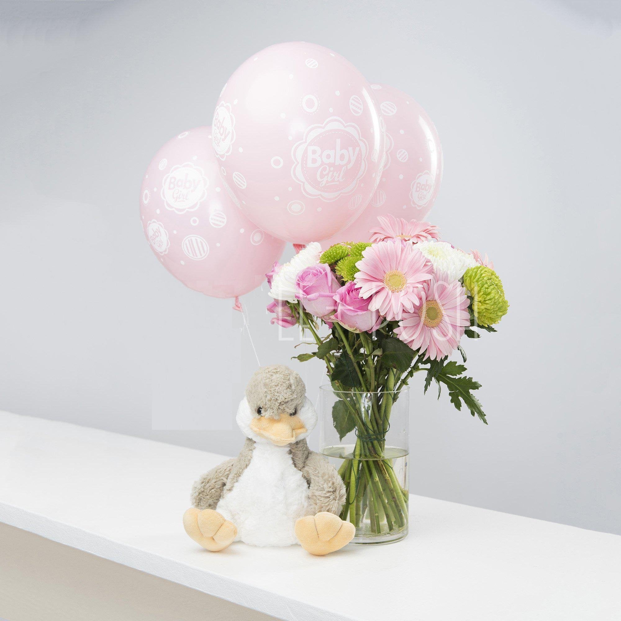 Baby Girl Duck Combo | Flowers and chocolate | Free flower delivery ...